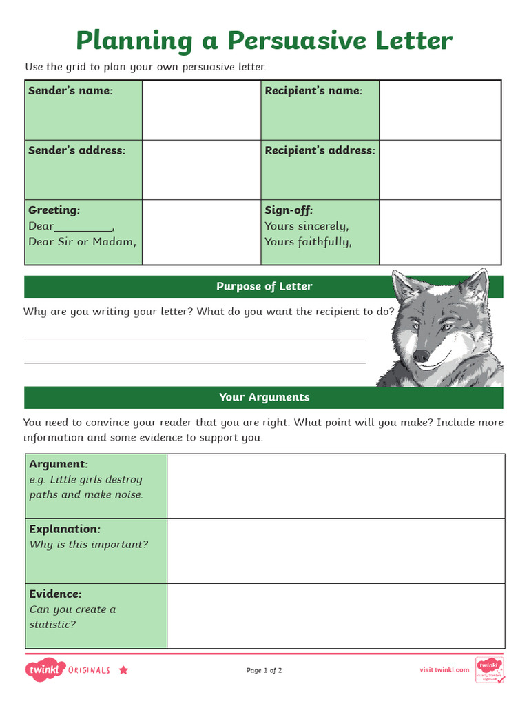 Planning A Persuasive Letter The Little Red Riding Hood Collection ...