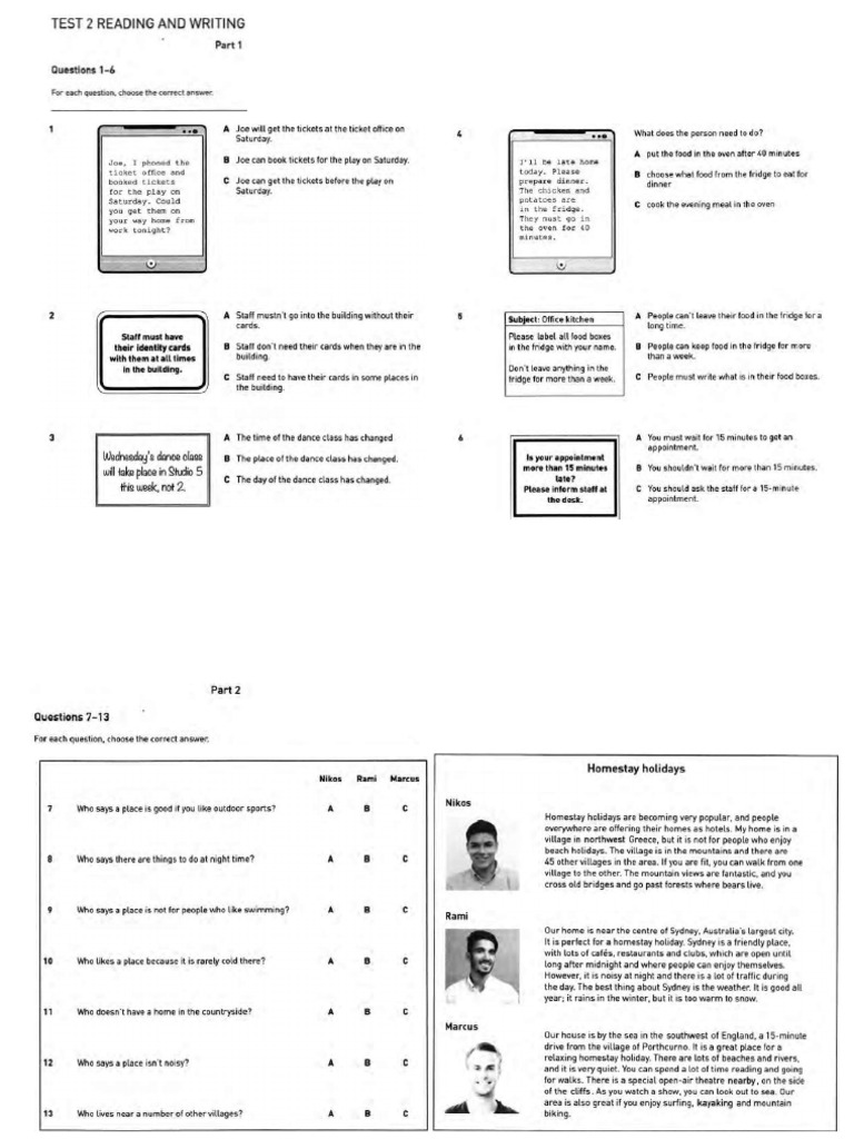 Test 2 Reading and Writing Collins | PDF