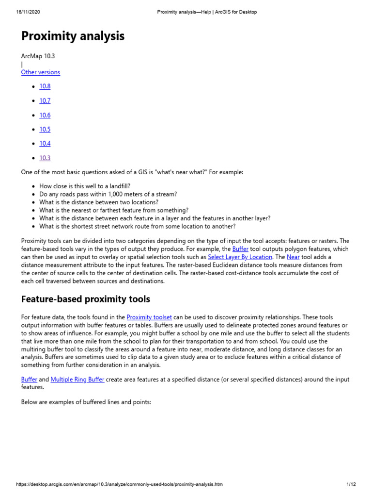 Proximity Analysis-Help - ArcGIS For Desktop | PDF