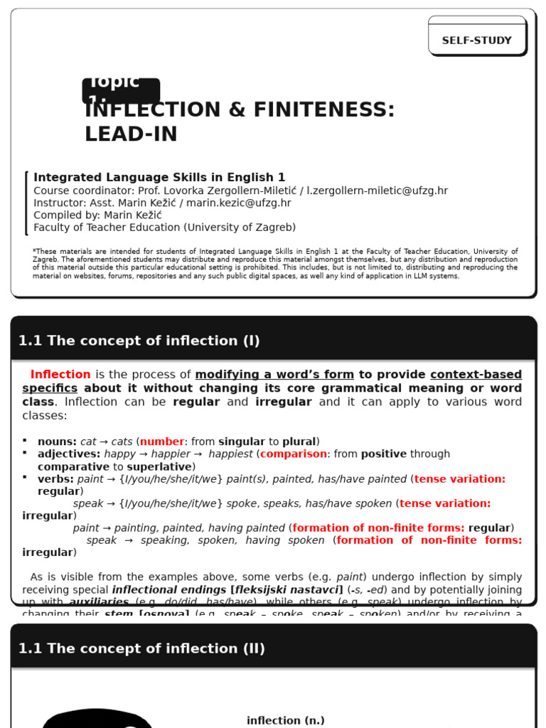 Inflection and Finiteness in English | PDF | Verb | Grammatical Tense