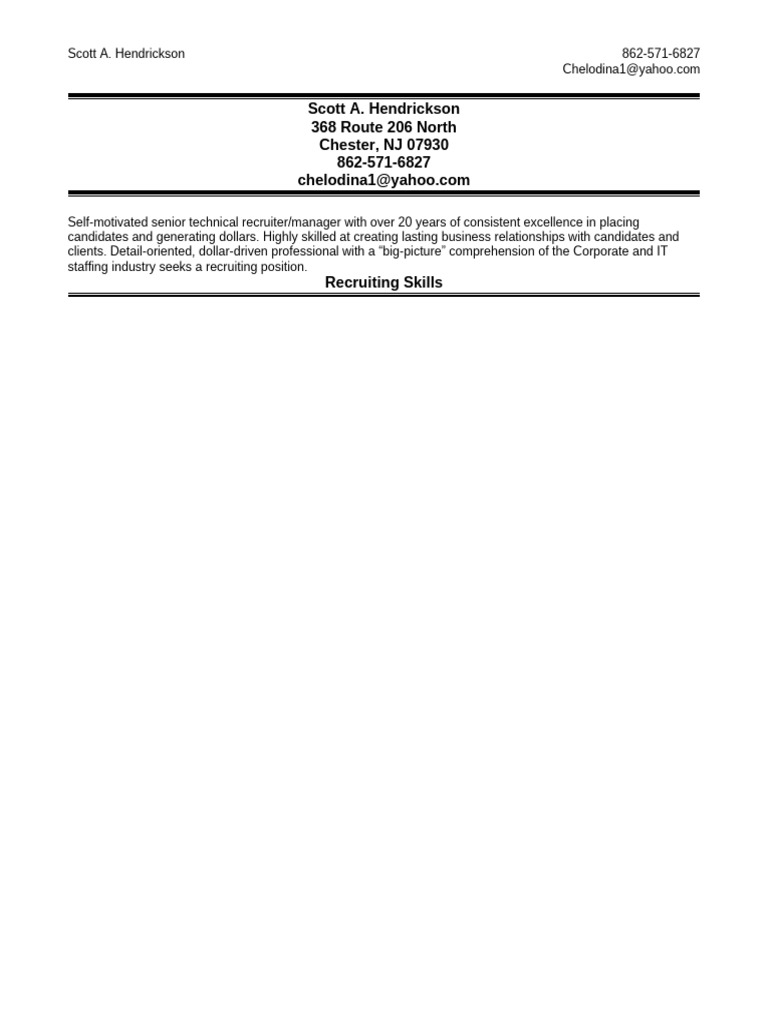Dice Resume CV Scott Hendrickson | PDF | Recruitment | Business