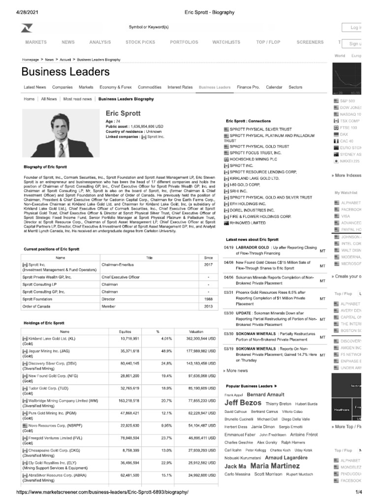 Eric Sprott Bio | PDF