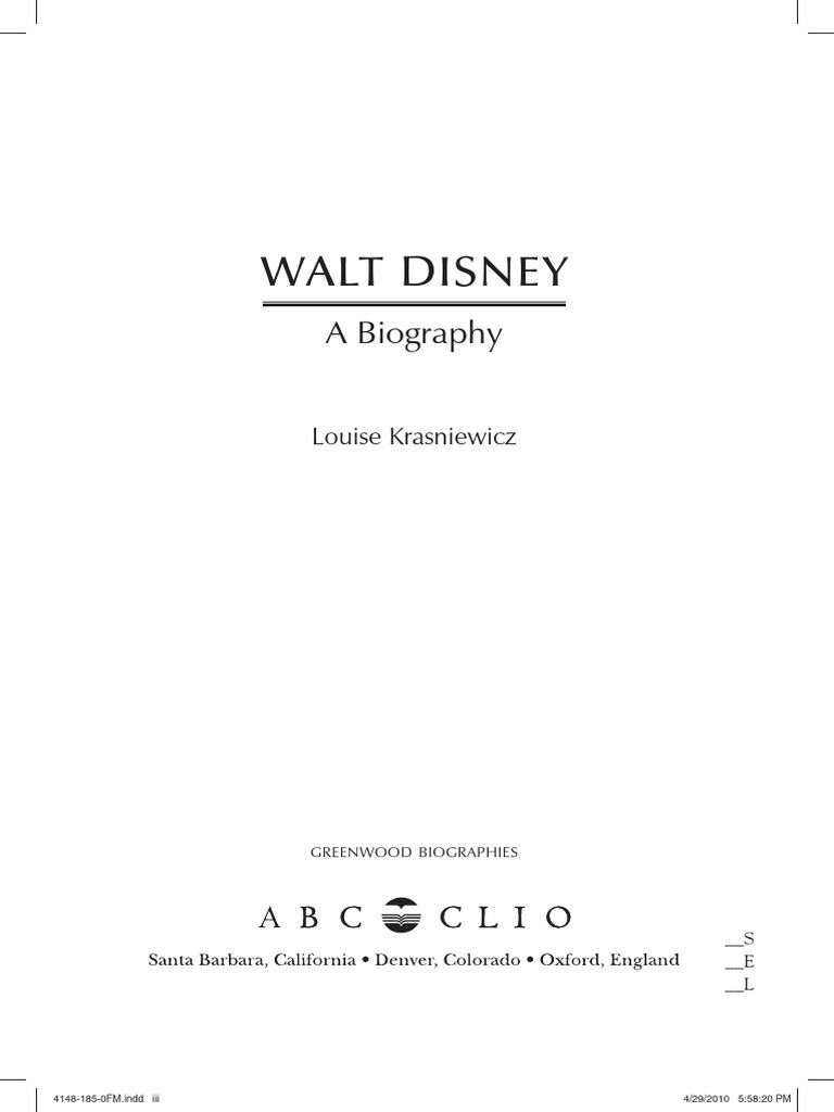 BOOK EXCERPT Walt Disney A Biography | PDF | Walt Disney | The Walt ...