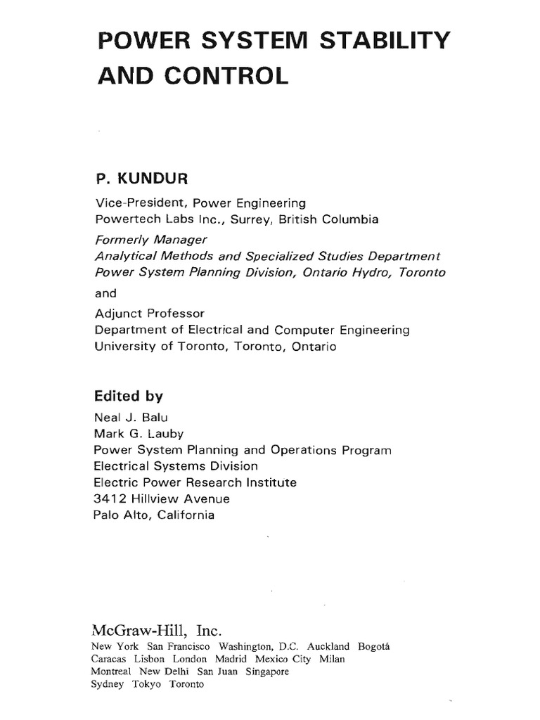 Power System Stability and Control - Kundur | PDF