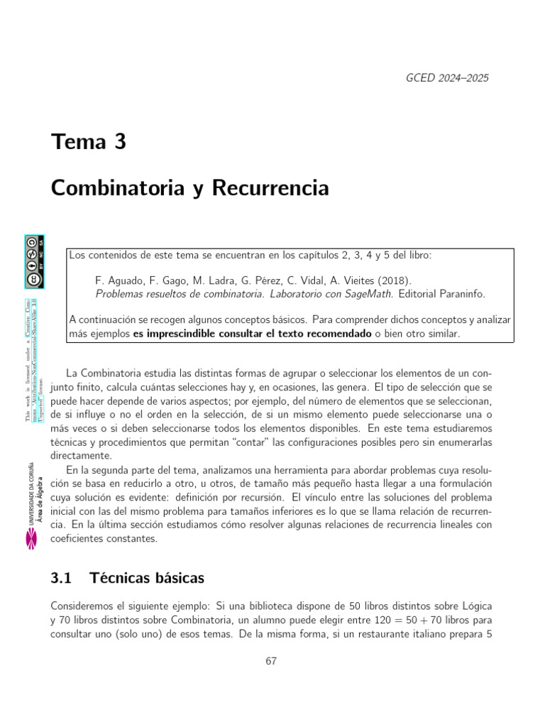 Tema Combinatoria y Recurrencia Matematica Discreta | PDF | Combinatoria | Permutación
