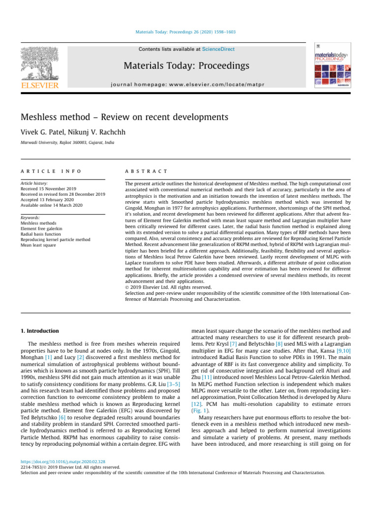 Meshless Methods: Recent Advances | PDF | Finite Element Method ...