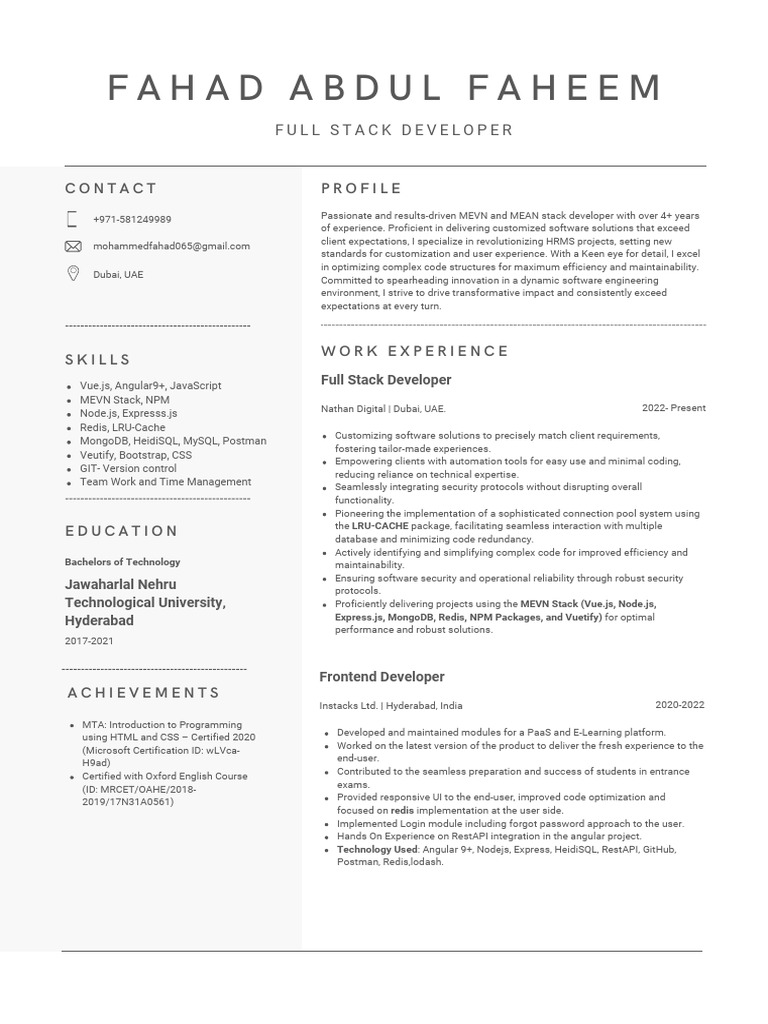 Fahad CV | PDF | Computer Science | Software Engineering