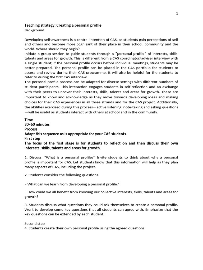 CAS_Creating personal profile | PDF | Psychological Concepts | Cognition