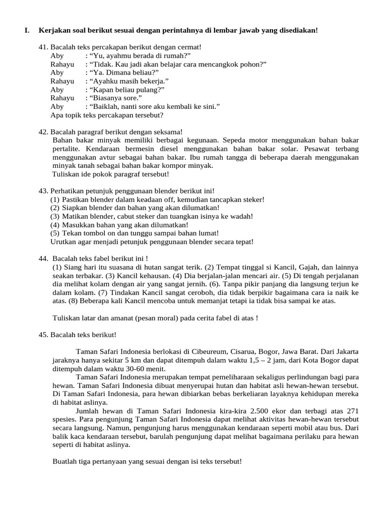 Kumpulan Soal Uraian | PDF | Perjalanan | Seni & Disiplin Bahasa