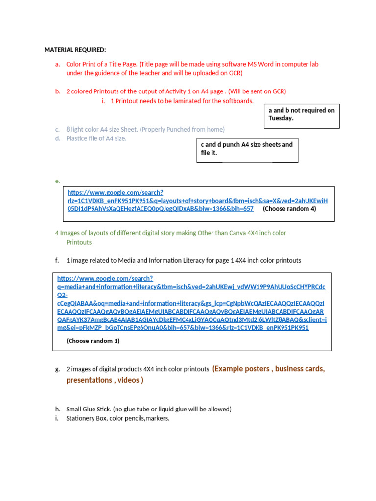 Grade 2 - Computer Project Guide For Required Material | PDF | Art ...