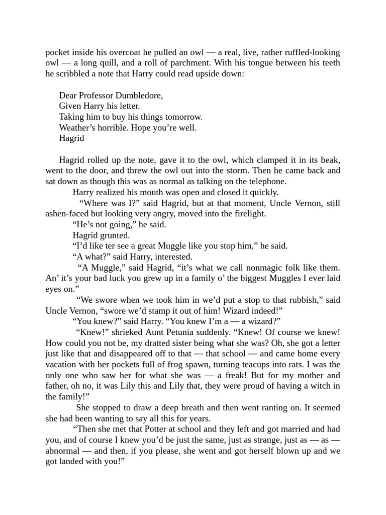 Hagrid Reveals Harry's Wizarding Heritage | PDF