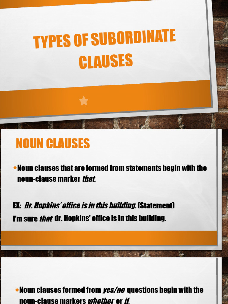 Subordinate Clauses | PDF | Verb | Adverb