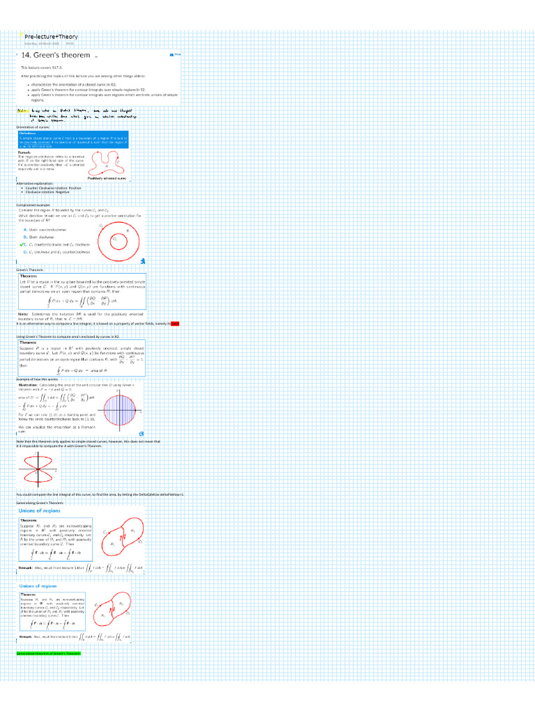 Vector Calculus: Green's Theorem | PDF | Integral | Geometry