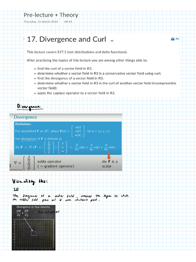 Vector Calculus: Divergence and Curl | PDF