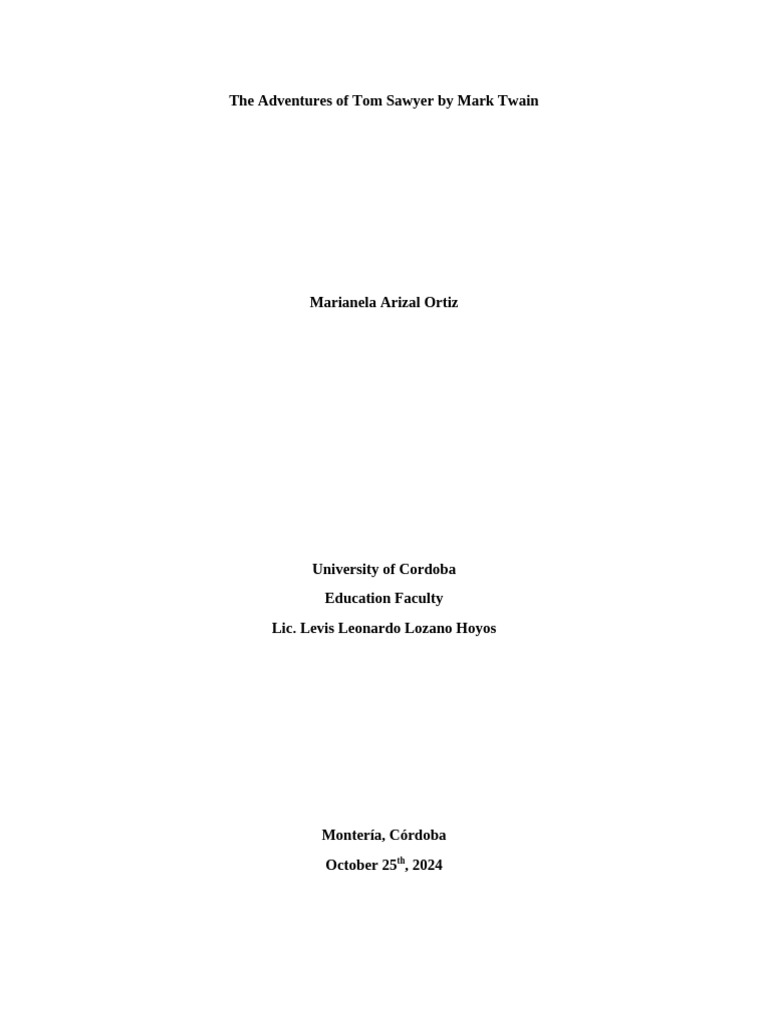 The Adventures of Tom Sawyer by Mark Twain | PDF | The Adventures Of ...