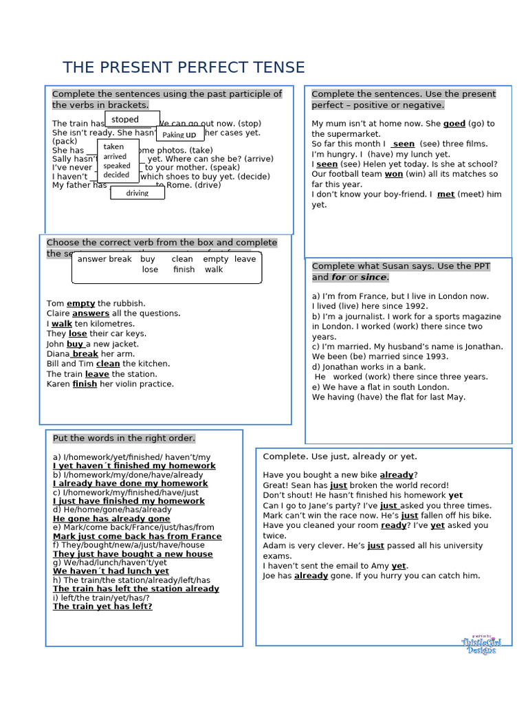 Mastering the Present Perfect Tense | PDF | Perfect (Grammar) | Verb