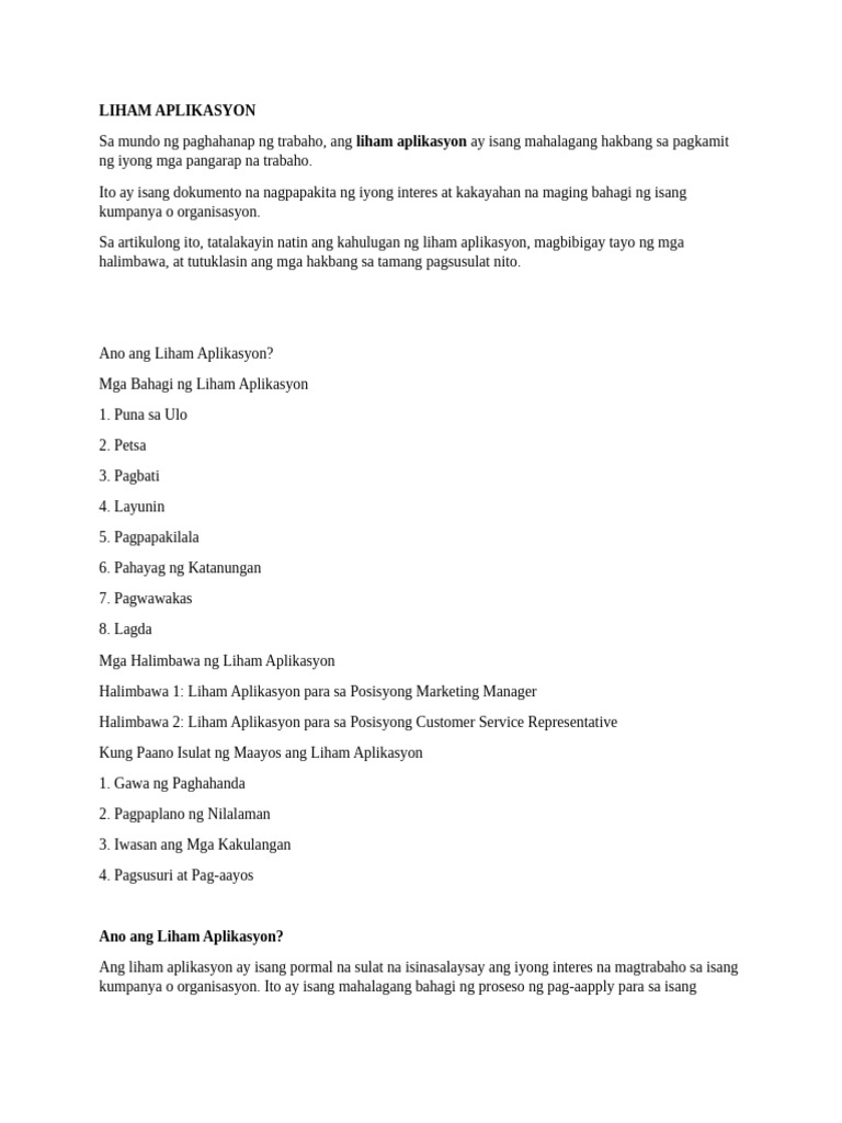 Liham Aplikasyon | PDF