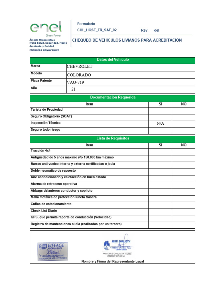Check List General de Vehiculo Formato Egp y Empresa contratista9E8DvUXQkB | PDF | Tecnología de ...