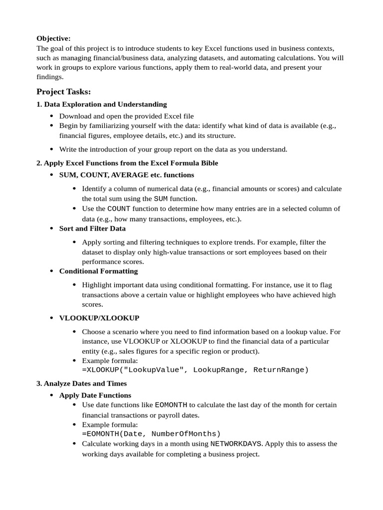 Group Project Guidance | PDF | Microsoft Excel | Computing