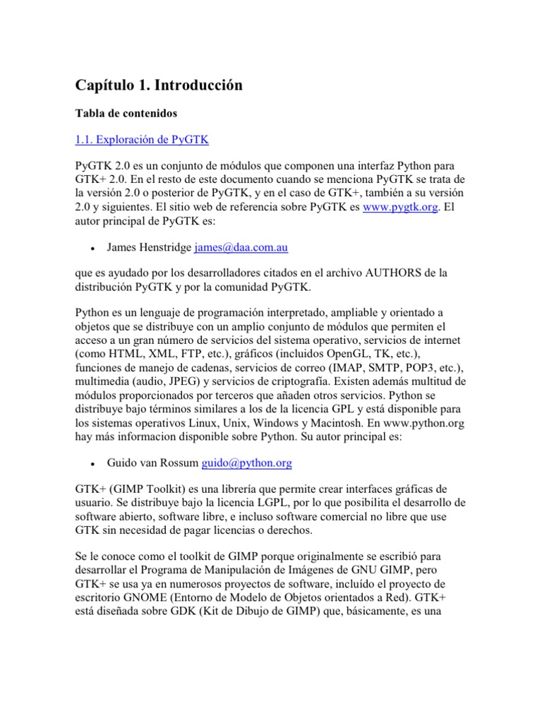 Tutorial De Pygtk 20 Versión 23 Pdf Python Lenguaje De Programación Ventana Informática