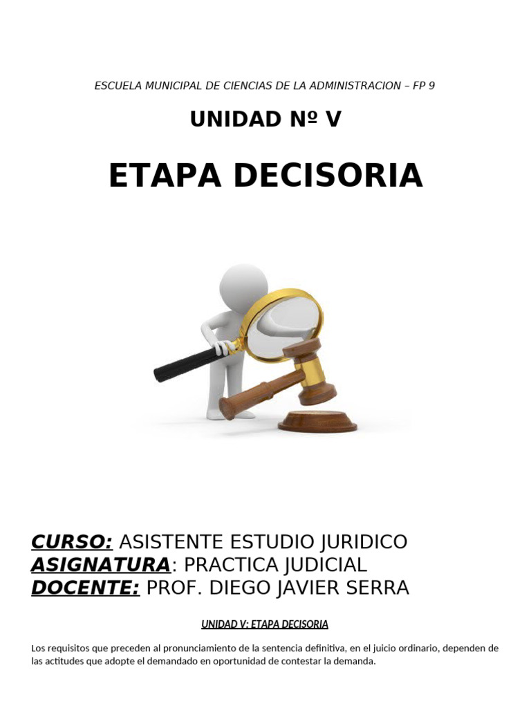 Unidad 5 Etapa Decisoria | PDF | Sentencia (ley) | Ley procesal