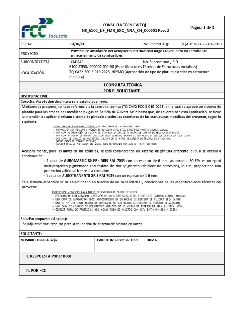 2 TQ-CAF2-FCC-E-034-2023 - Resp | PDF | Acero | Zinc