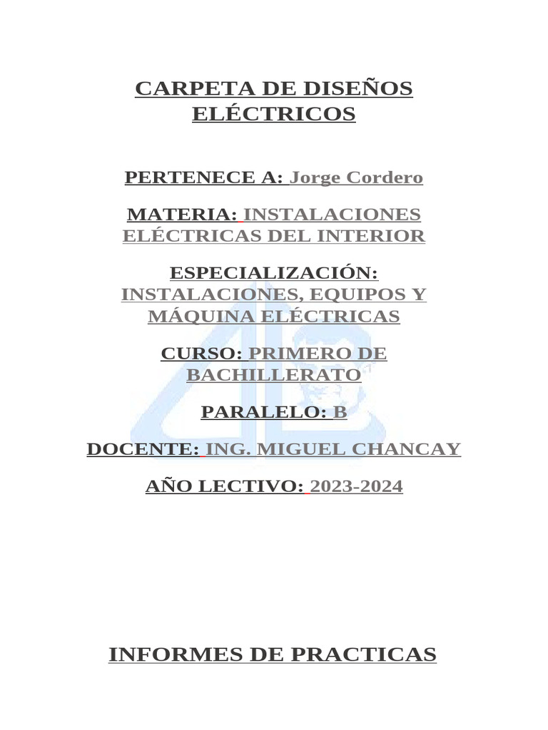 Carátula para Taller de Electricidad | PDF