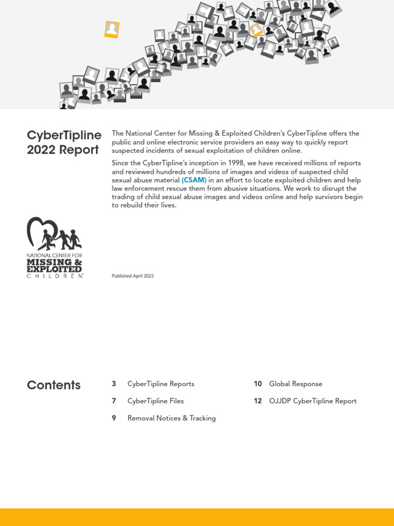 CyberTipline, NCMEC, CyberTipline 2022 Report, CyberTipline, 2023, S. 3 ...
