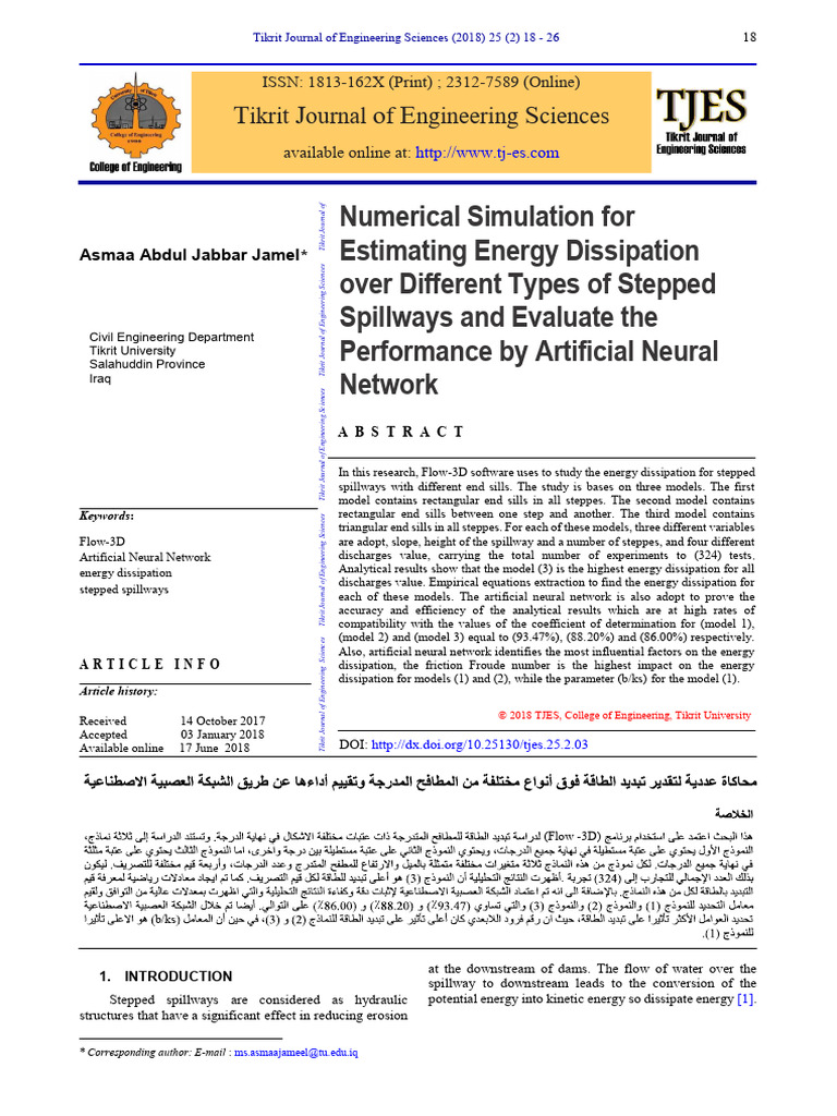 CFD of Energy Dissp. Over Step Spillway | PDF | Spillway | Artificial Neural Network