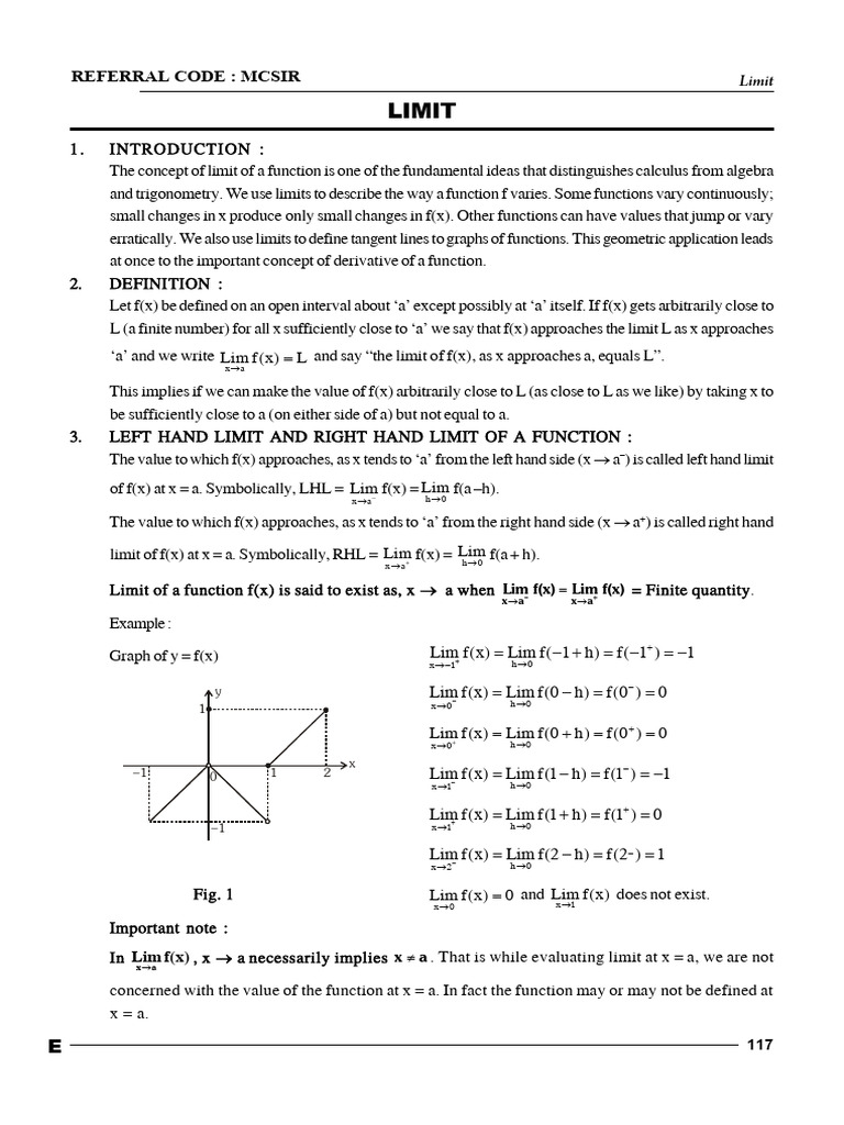 Limit | PDF | Limit (Mathematics) | Function (Mathematics)