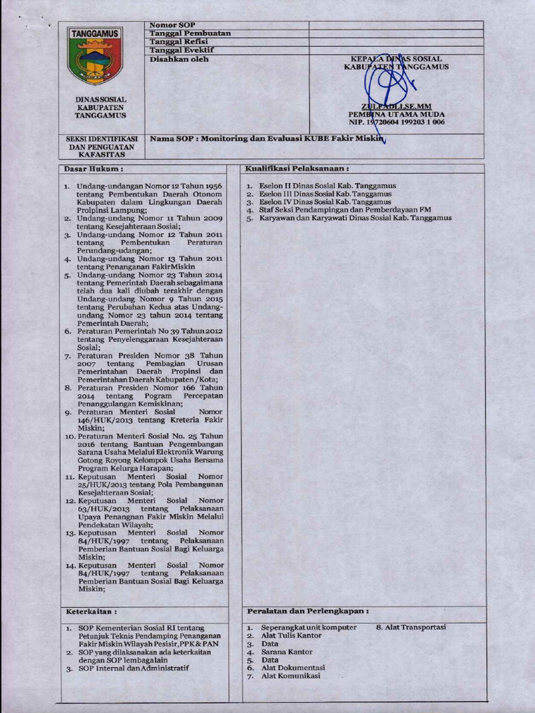 SOP Monev KUBE | PDF
