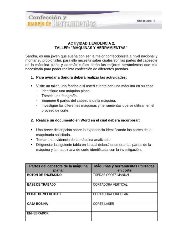 2017 Taller Actividad1 Evidencia2 | PDF