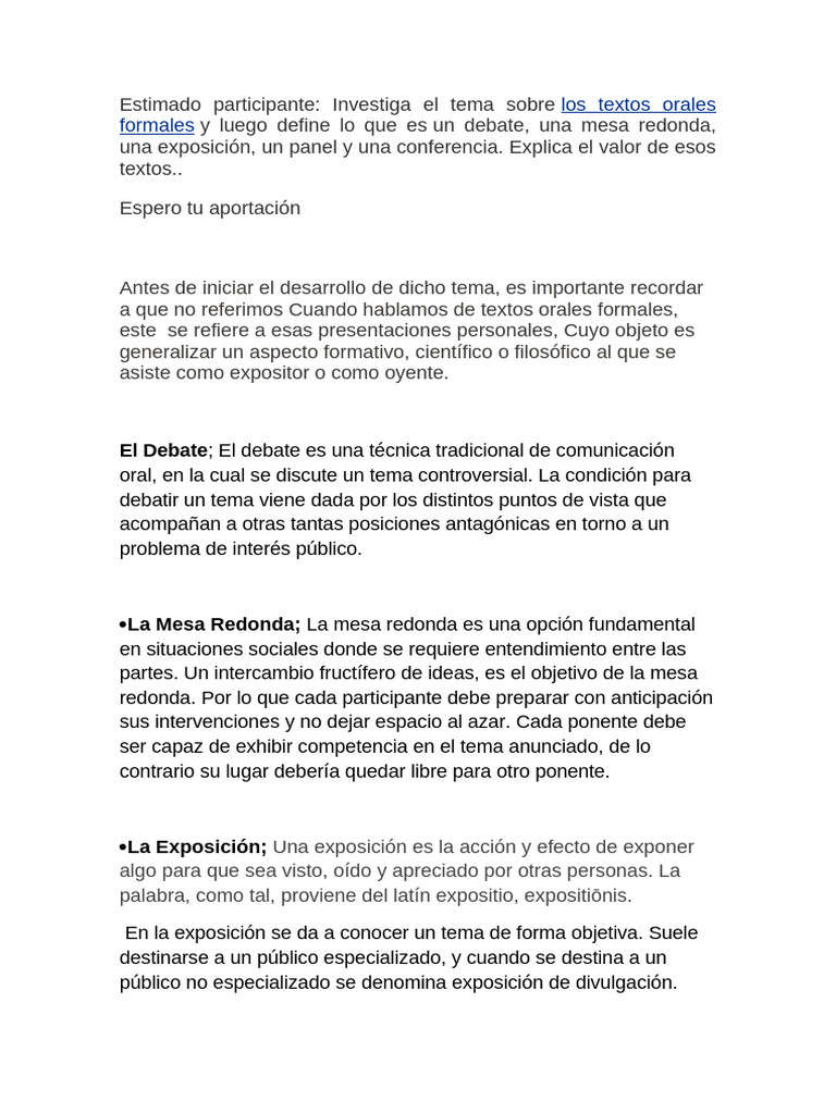 Espanol Textos Orales Formales | PDF