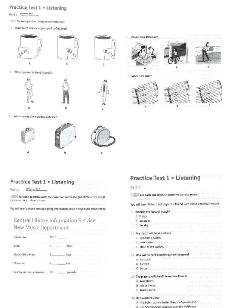 Oxford A2 Tests 1 - 2 - 3 - Listening | PDF