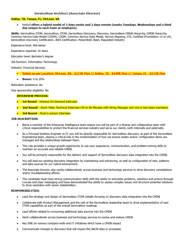 Servicenow Architect Ad Pdf Business