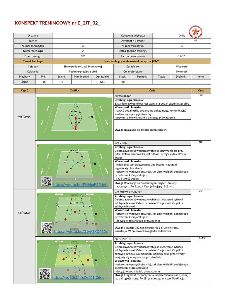Konspekt Treningowy NR E - 2Jt - 32 | PDF