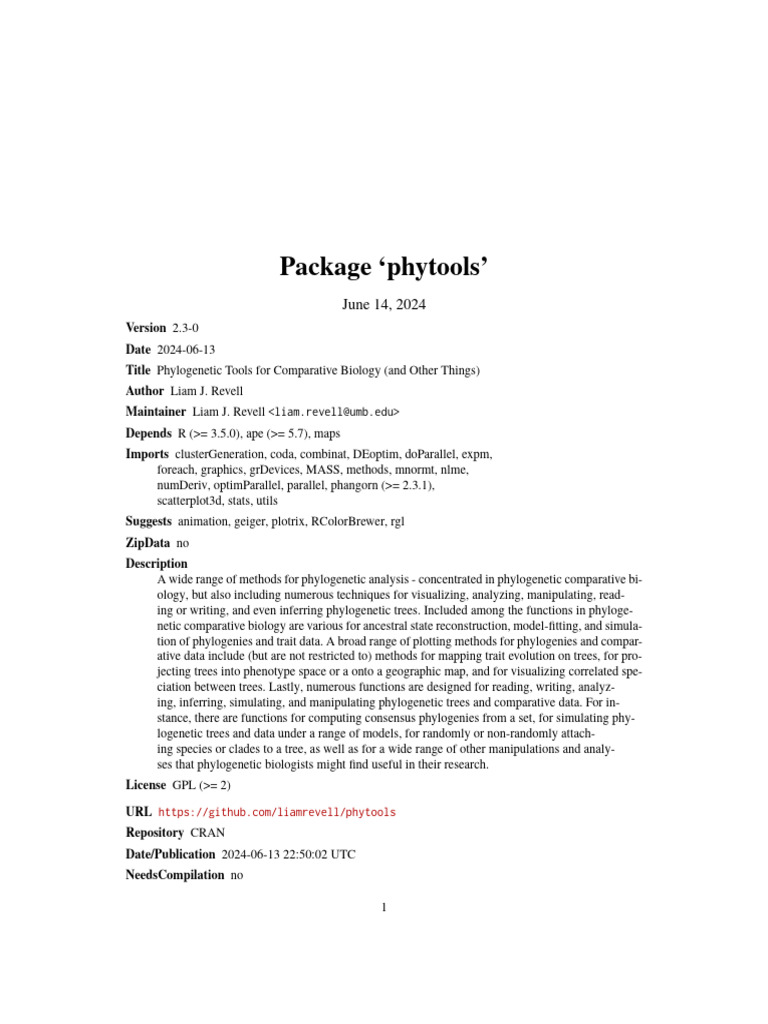 Phy Tools | PDF | Phylogenetics | Phylogenetic Tree