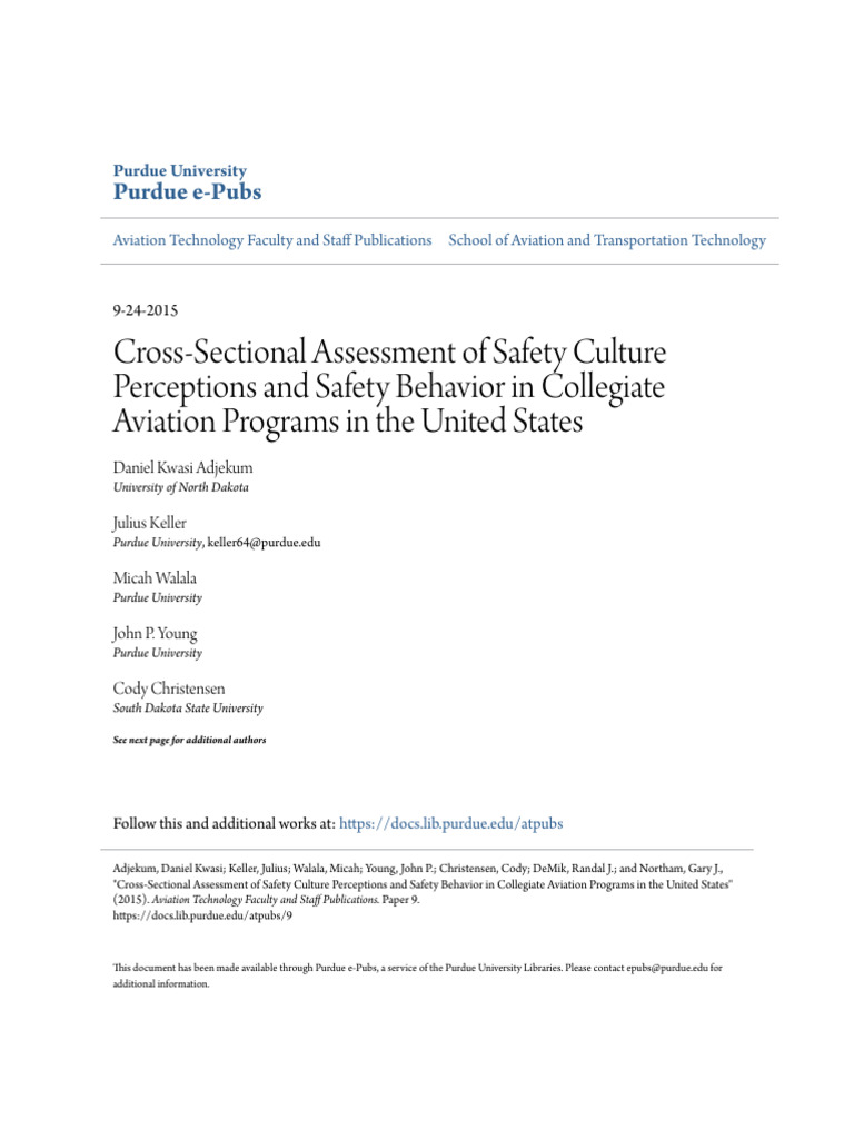 Cross-Sectional Assessment of Safety Culture Perceptions and Safe | PDF ...