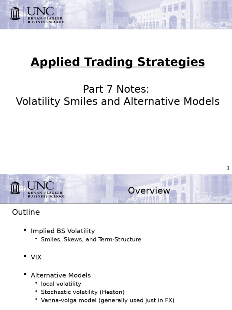 Trading Notes 07 Smiles Models2024 Pdf Blackscholes Model Vix 