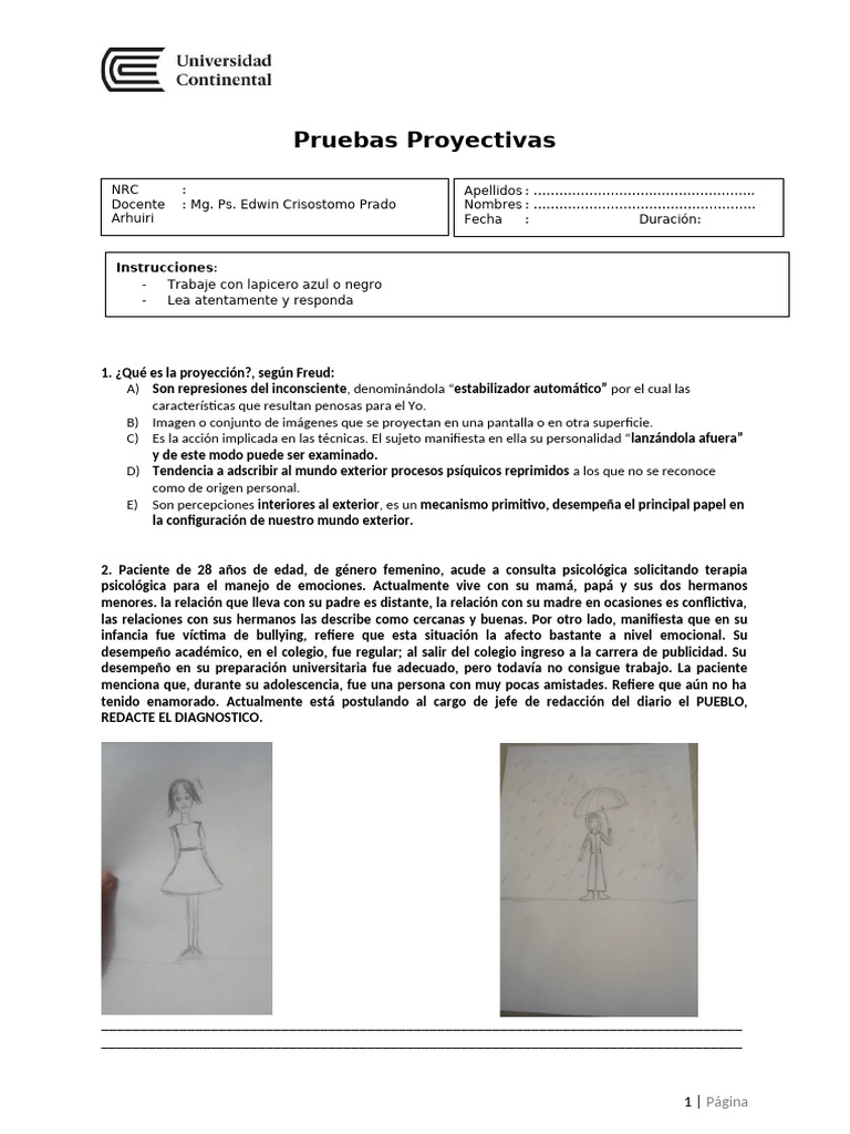 ASIGNATURA Pruebas Proyectivas EXAMENnn | PDF | Validez (Estadísticas ...