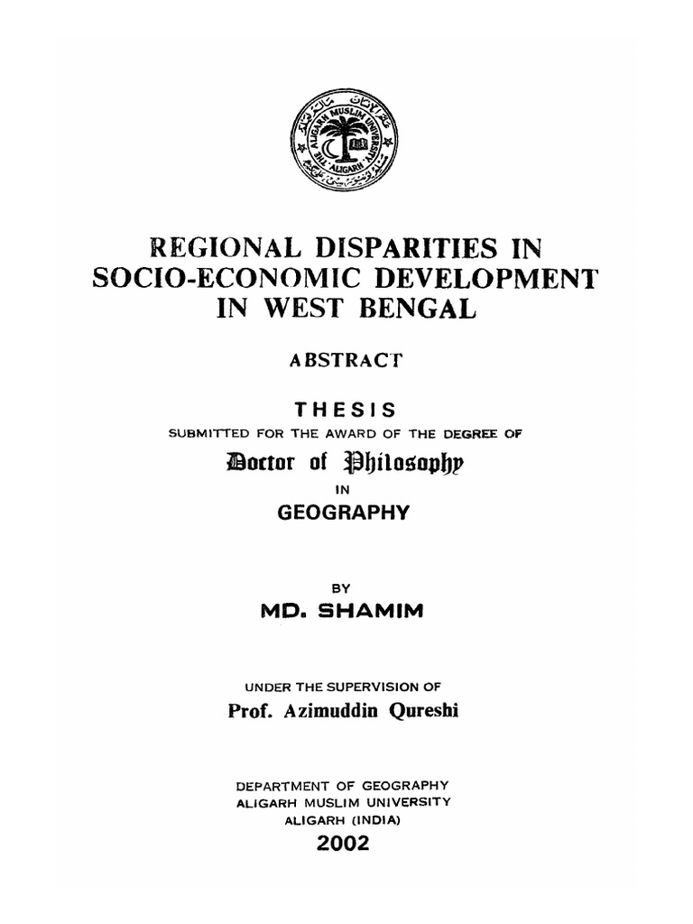Regional Disparities in Socio-Economic Development in West Bengal | PDF ...
