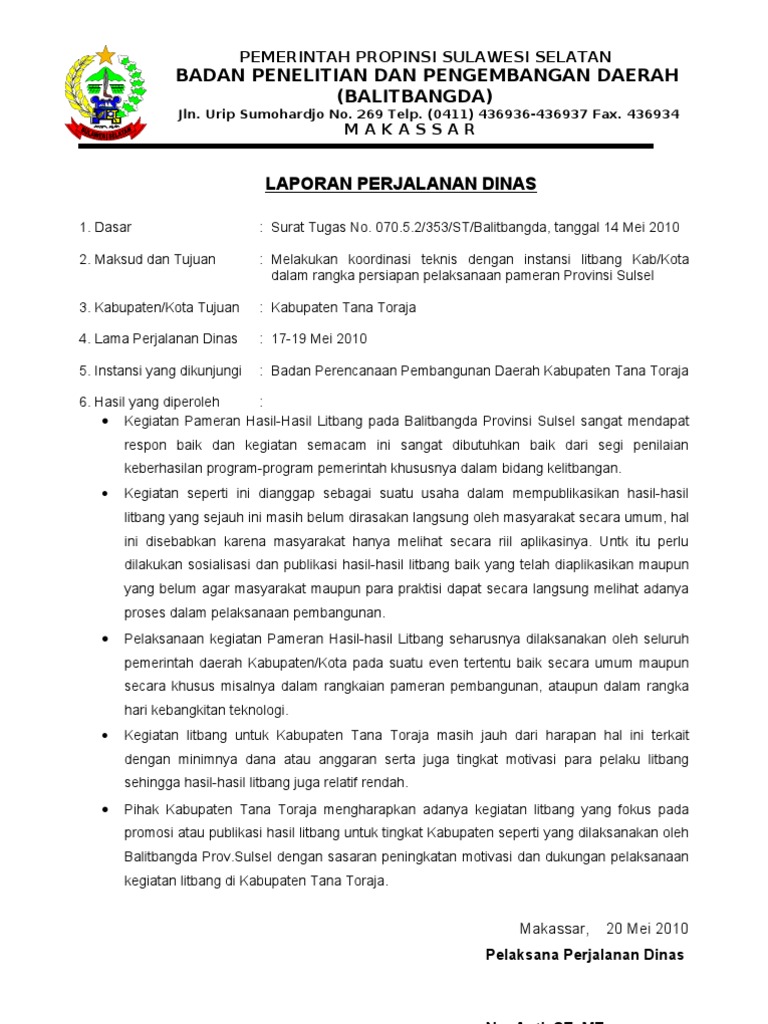 Laporan SPPD Keg 2010 Revisi | PDF