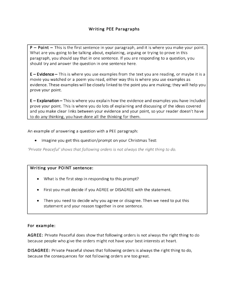PEE Paragraph How To | PDF