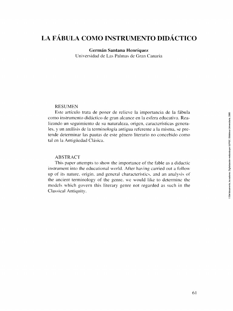 La Fábula como Herramienta Didáctica | PDF | Fábula | Aristóteles