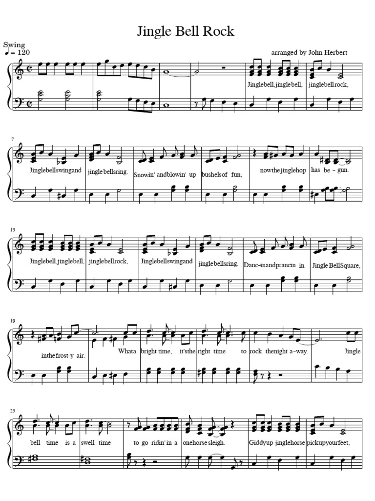 Jingle Bell Rock - (Somewhat) Easy Jazz Piano in C | PDF | Musical ...