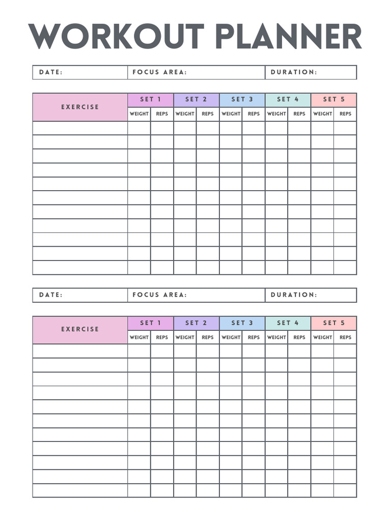 Colorful Clean Rainbow Fitness Log Workout Planner | PDF | Wellness ...