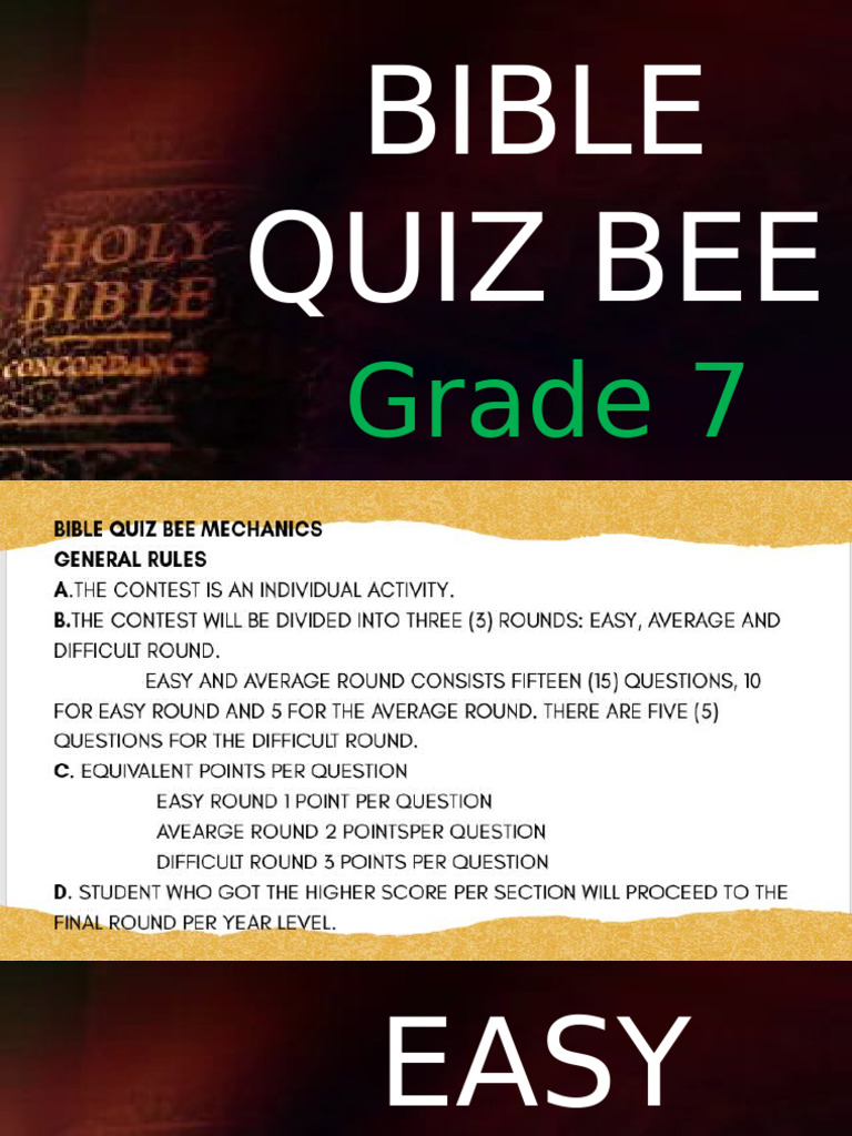 Grade 7 Bible Quiz Bee | PDF