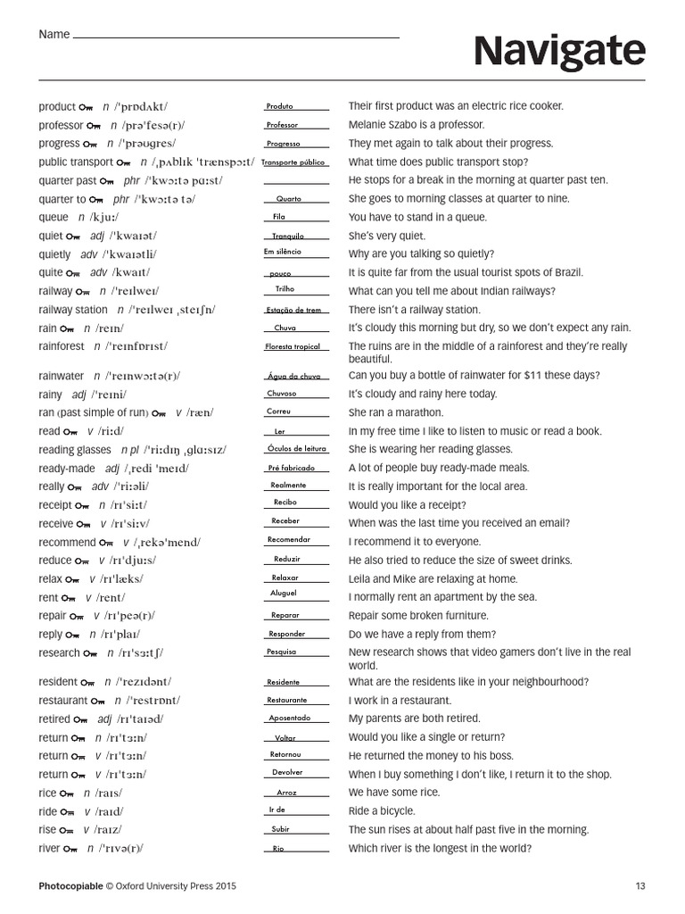Navigate A2 Wordlist - A To Z-1 13 | PDF | Language Arts & Discipline