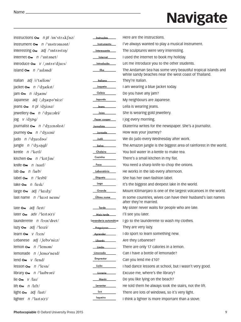 Navigate A2 Wordlist - A To Z-1 9 | PDF | Language Arts & Discipline | Art