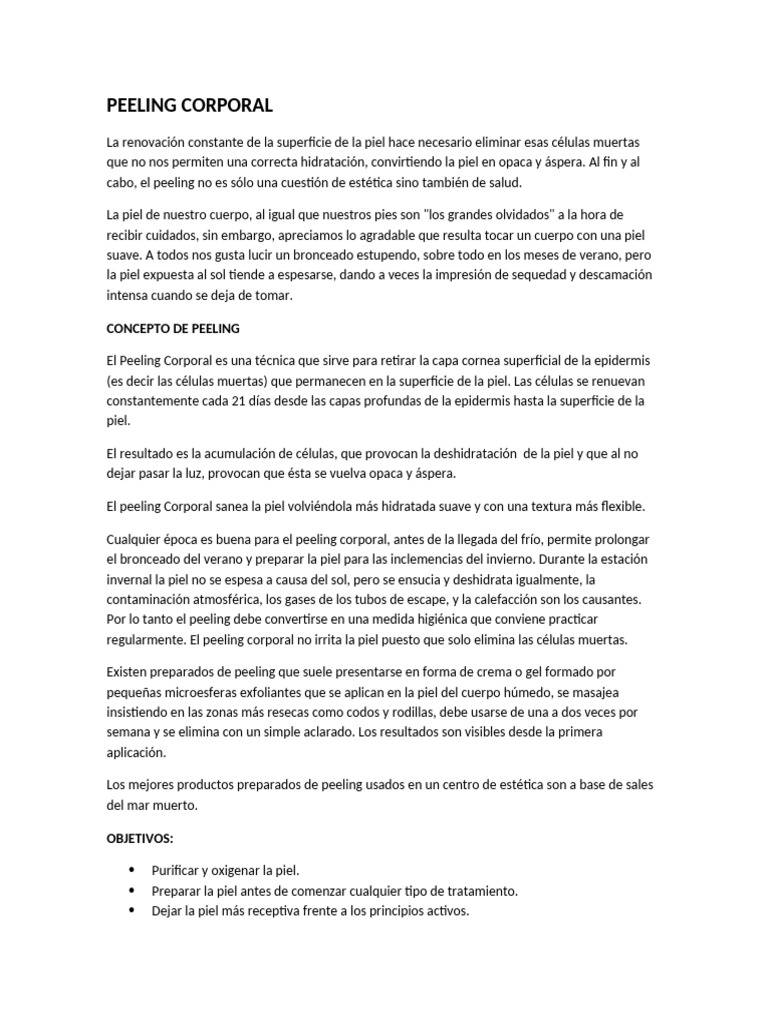 Guía Completa de Peeling Corporal | PDF | Salud y bienestar